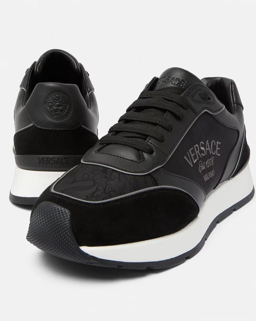 VERSACE MILANO RUNNER SNEAKERS, Black – OZNICO