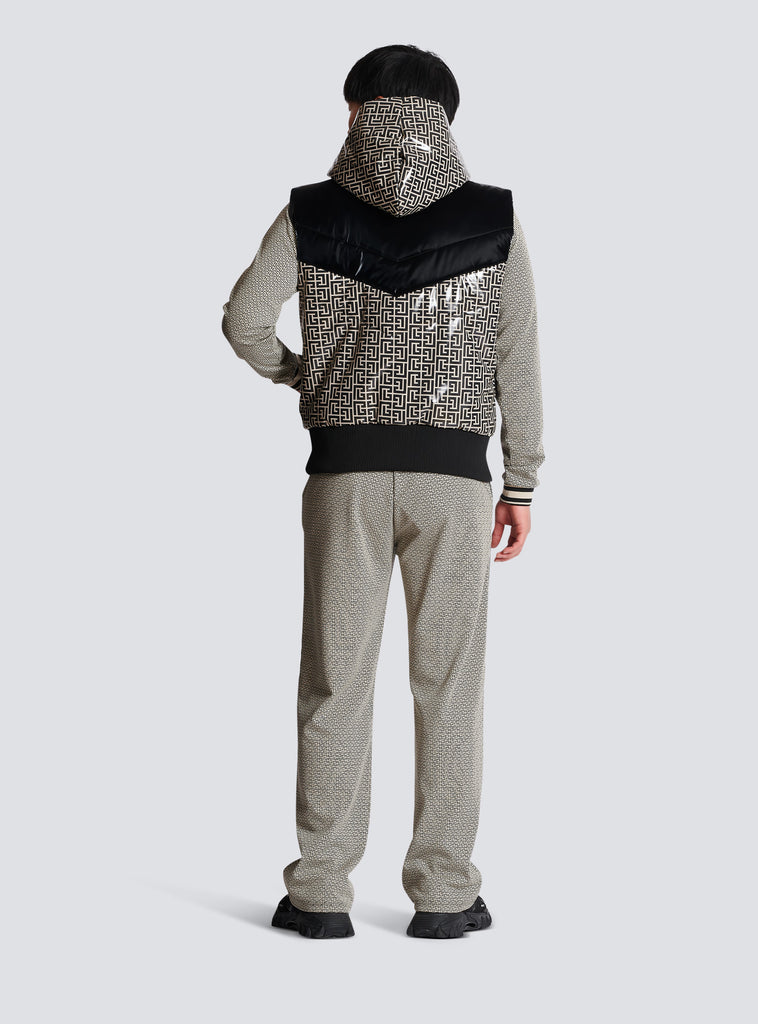 BALMAIN PUFFER GILET JACKET WITH MONOGRAM DETAIL, BLACK – OZNICO
