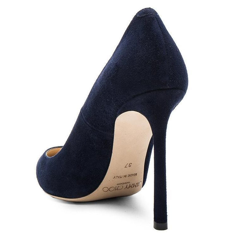 JIMMY CHOO Romy 100 Suede Pumps, Navy – OZNICO