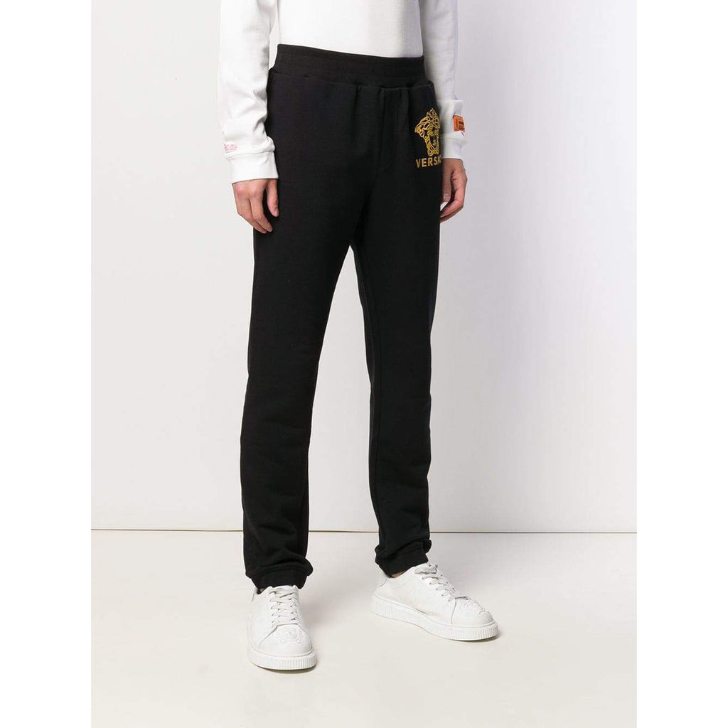 VERSACE Logo Track Pants, Black/ Gold – OZNICO